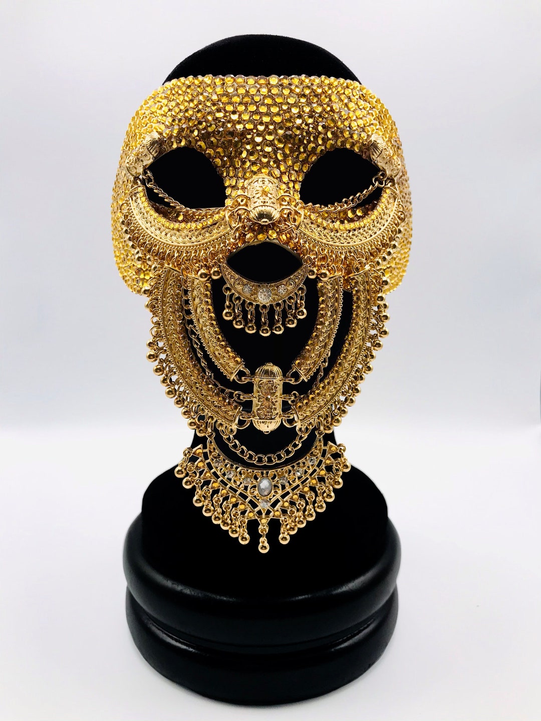 The Silent Witness Gold Veiled Venetian Masquerade Mask - Etsy