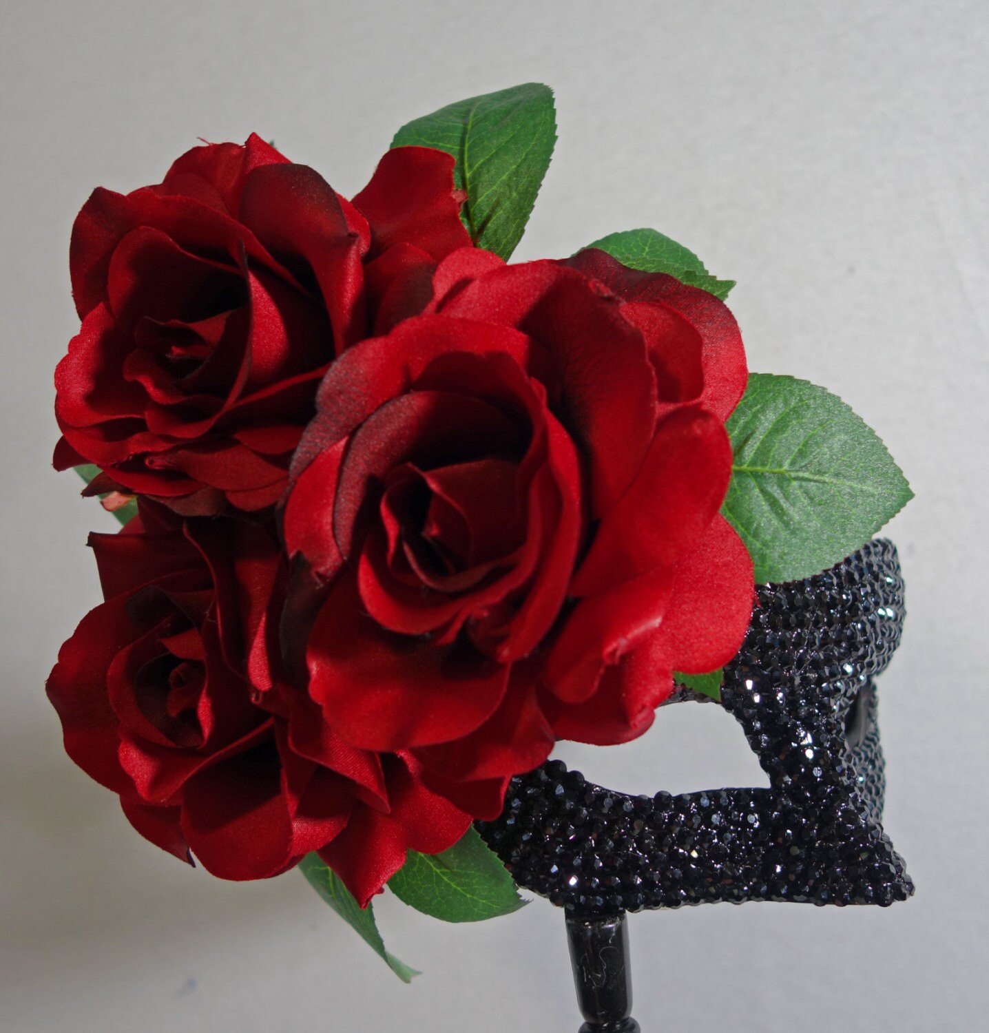 Flamenco Fiesta! (handled) Ruby Red Roses & Black Crystals Masquerade ...