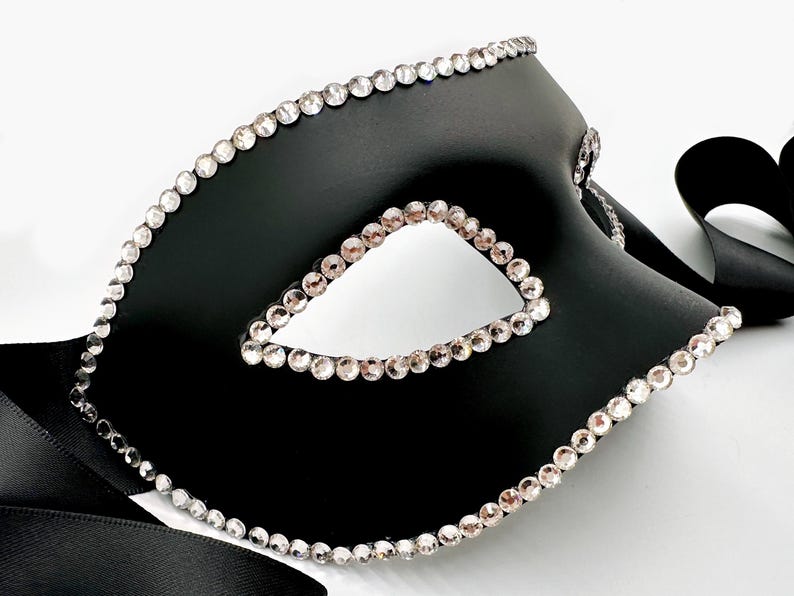 Shadowline Matte Black & Swarovski Crystal Border Venetian Masquerade ...