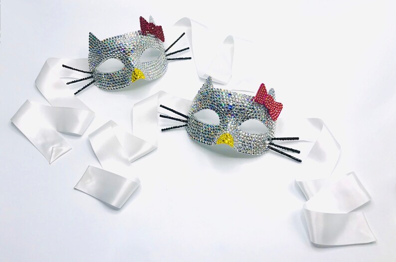 Kitty Face Swarovski Crystal Masquerade Mask (RED) - Etsy