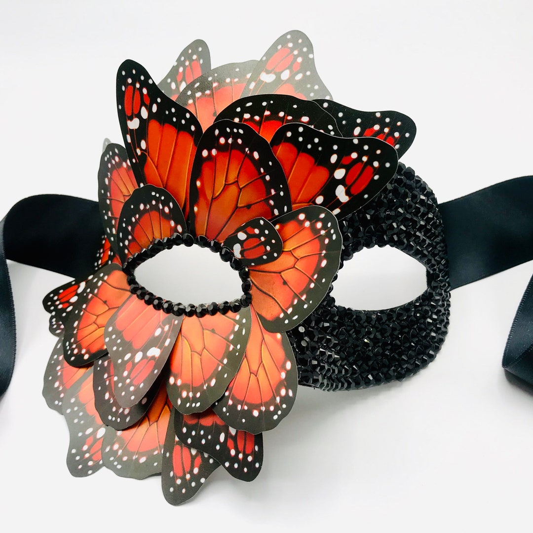 Monarch Butterfly Wings & Swarovski Crystals Masquerade Mask - Etsy