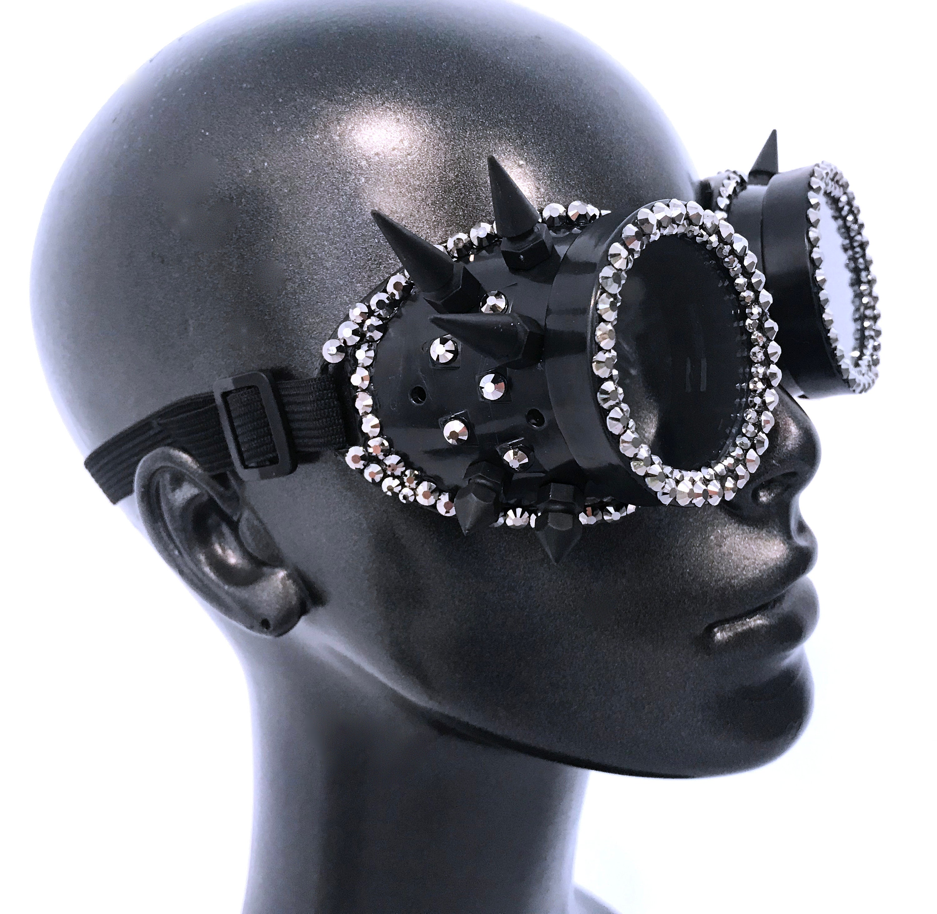 Black & Marcasite Steam Punk Crystallized Spiked Goggles - Etsy