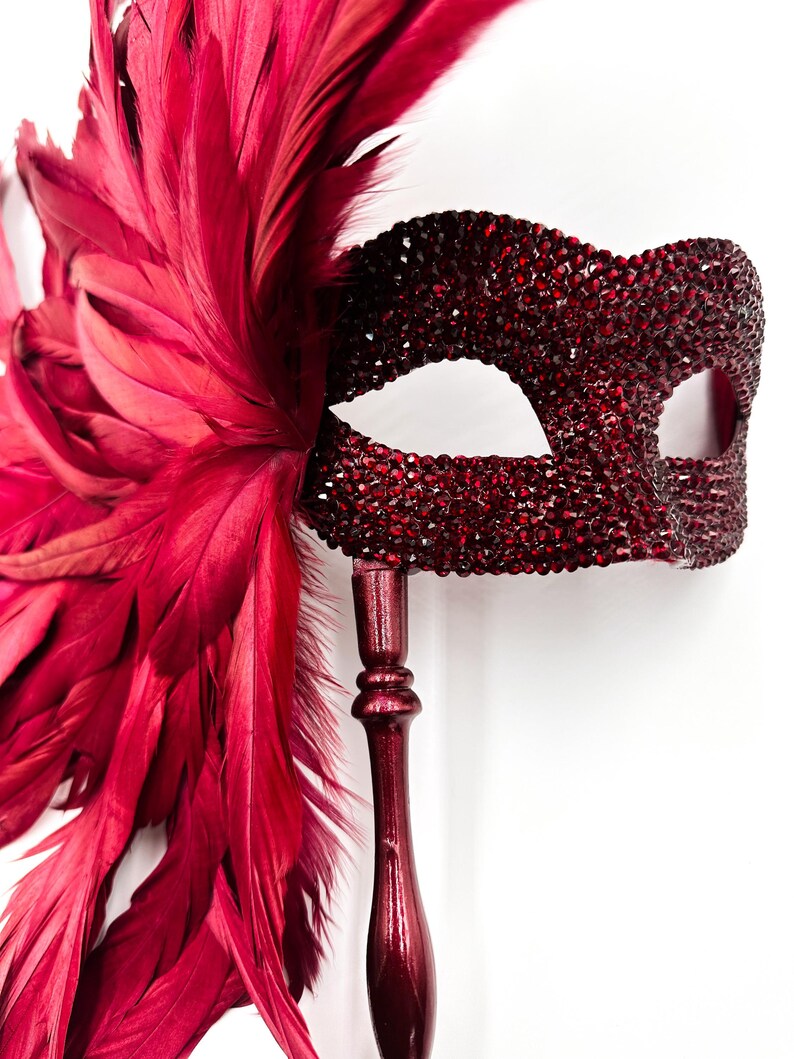 Bloodwine Bloom Burgundy Coque Feather & Swarovski Crystal Handled ...