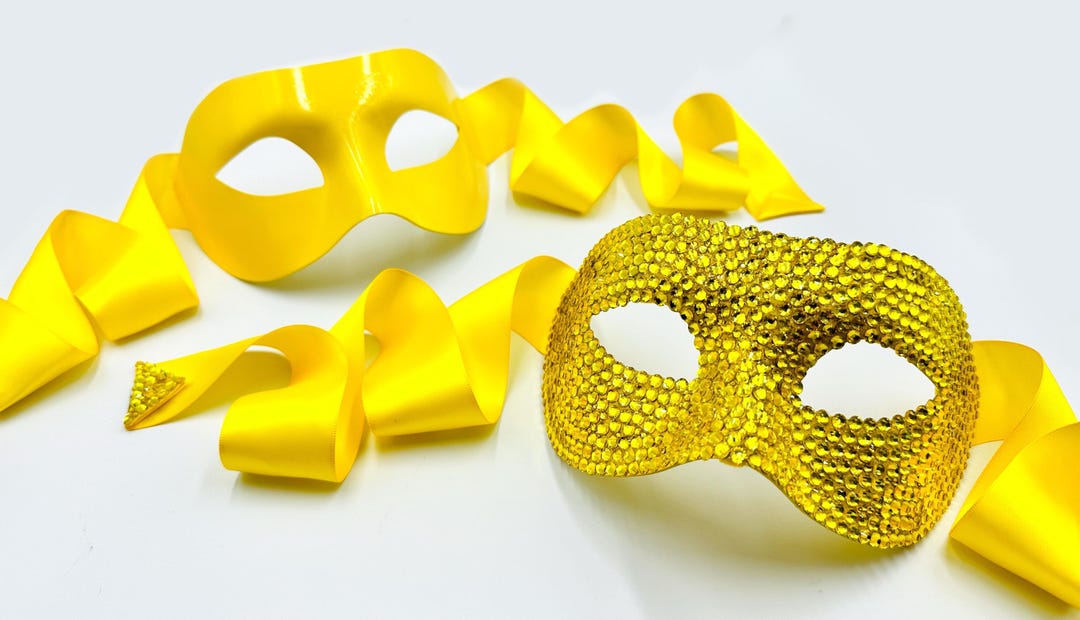 SET of 2 ~sun Kings Lemon Yellow Swarovski Crystal Venetian Masquerade ...