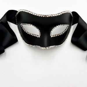 Shadowline Matte Black & Swarovski Crystal Border Venetian Masquerade ...
