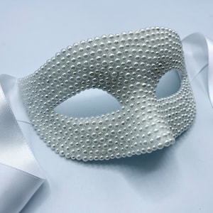 Pearlized White Masquerade Mask - Etsy