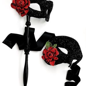 SET OF 2 ~ Phantom's Crimson Rose Black Swarovski Crystal Phantom ...