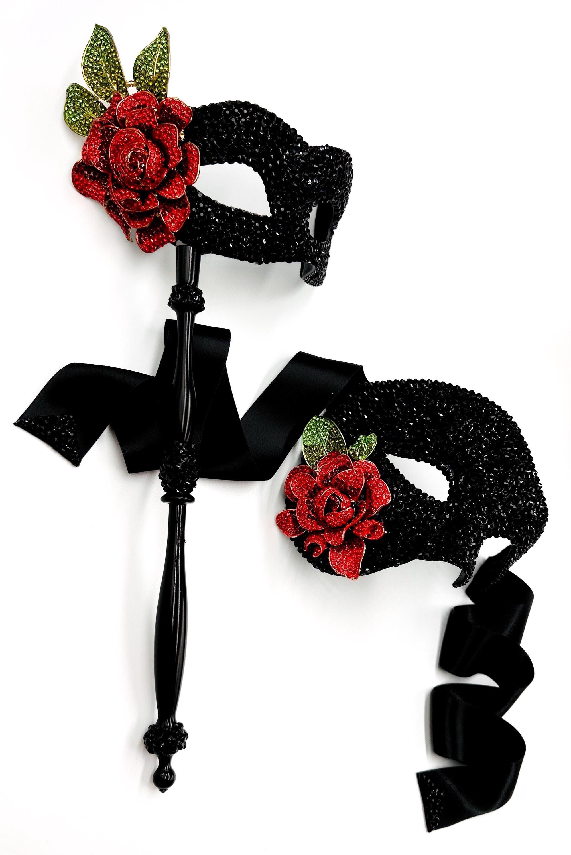 SET OF 2 ~ Phantom's Crimson Rose Black Swarovski Crystal Phantom ...