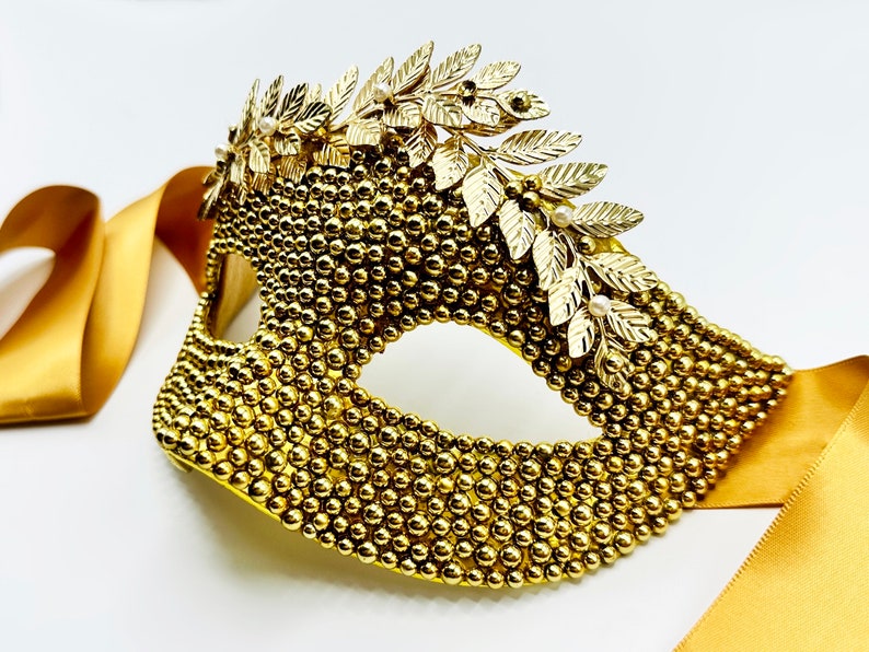 Golden Greek Pearls Masquerade Mask - Etsy