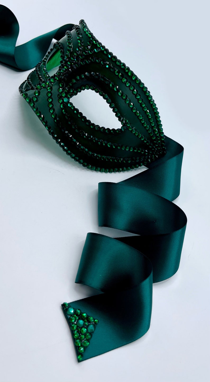 Jade Serenade Emerald Green Rhinestones Masquerade Mask - Etsy