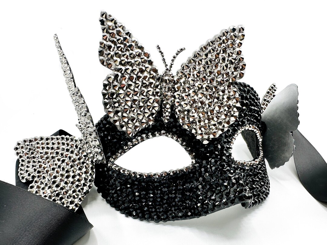 Silver Heart's A Flutter Glittering Butterflies & Black Crystal ...