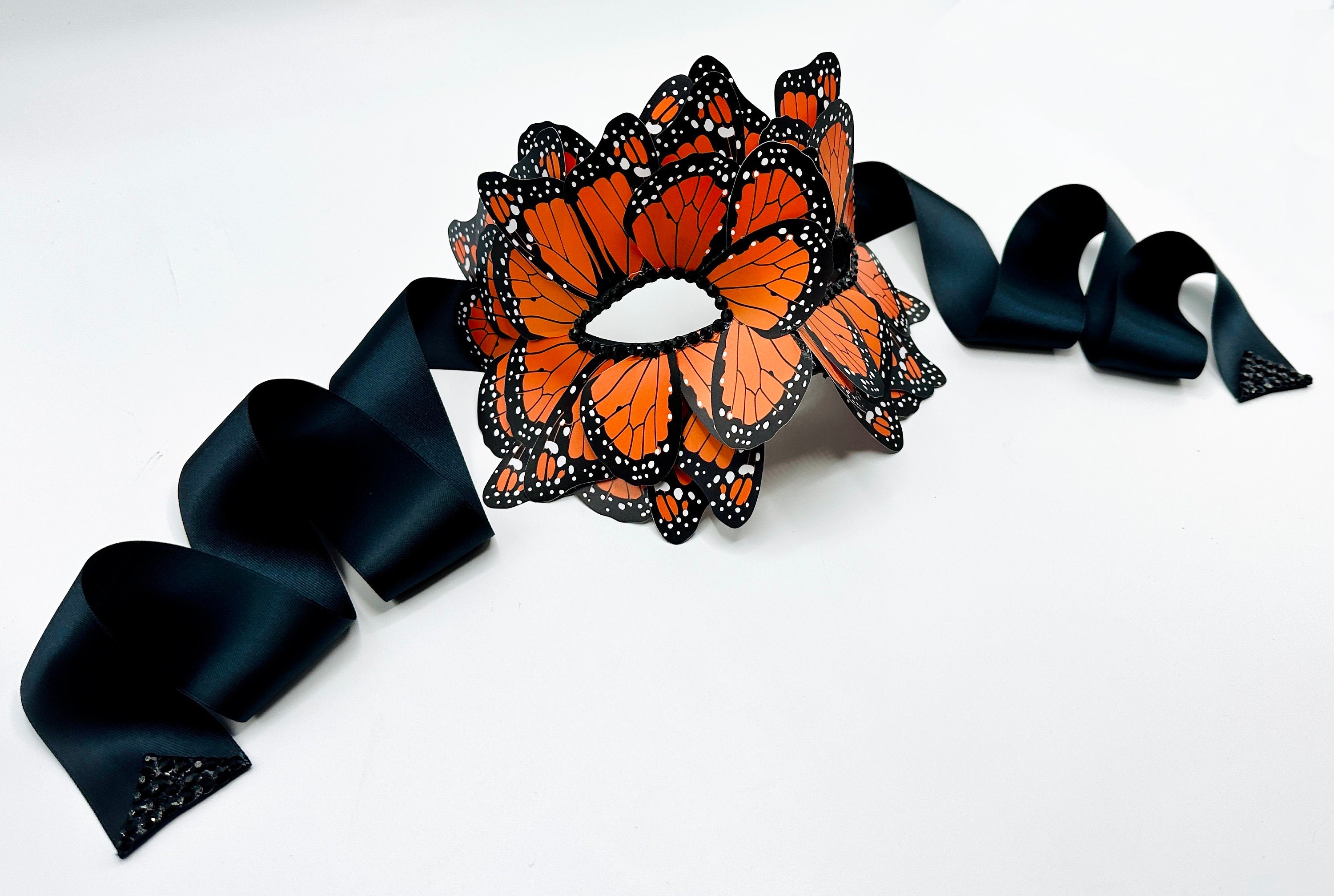 Spring Monarch Orange Butterfly Wings & Swarovski Crystals Masquerade ...