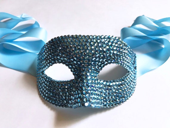 Cielo Ice Blue Crystal Masquerade Mask - Etsy