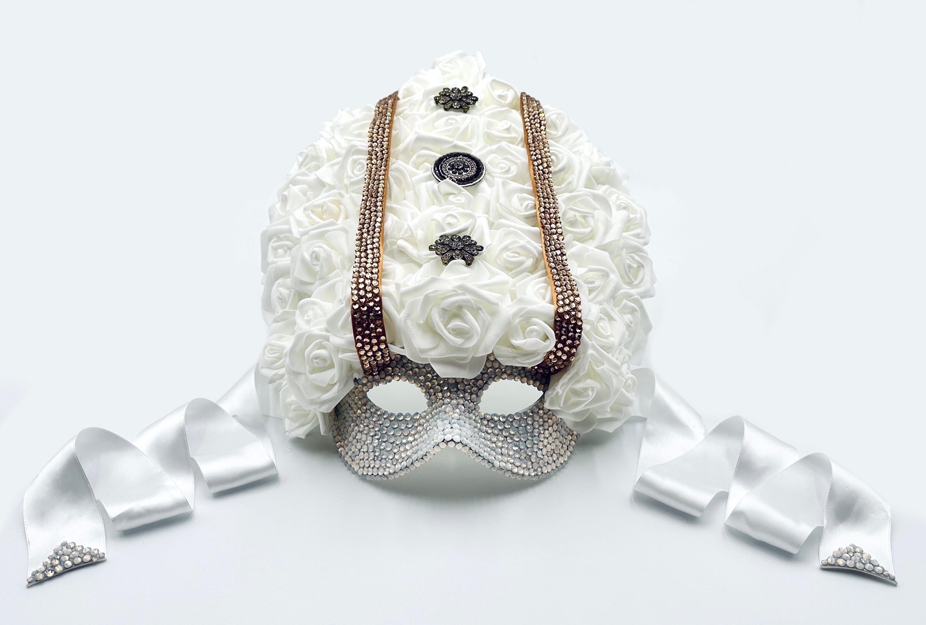 Moira Rose Pope Hat White Roses & Pearls Masquerade Mask - Etsy