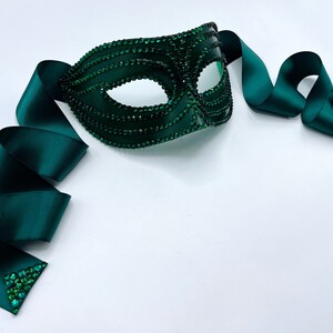 Jade Serenade Emerald Green Rhinestones Masquerade Mask - Etsy