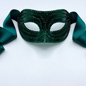 Jade Serenade Emerald Green Rhinestones Masquerade Mask - Etsy