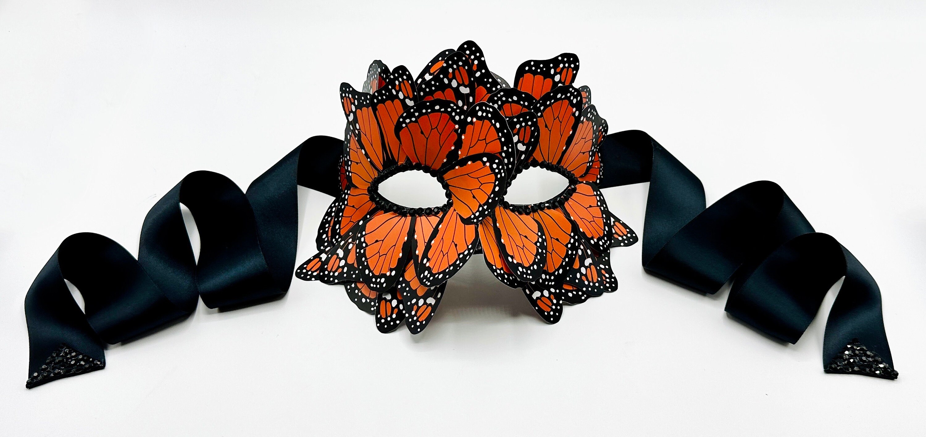 Spring Monarch Orange Butterfly Wings & Swarovski Crystals Masquerade ...