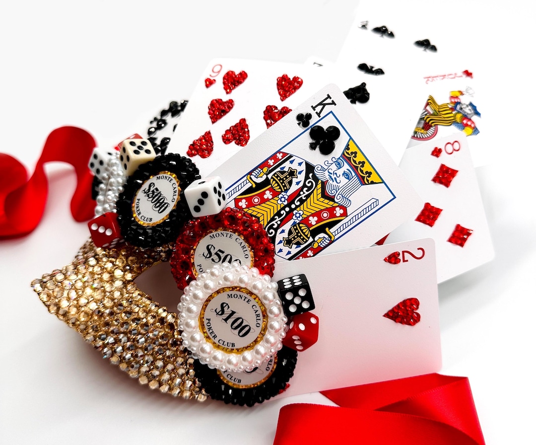Casino Royale Gold Swarovski Crystal & Poker Cards Masquerade Mask - Etsy