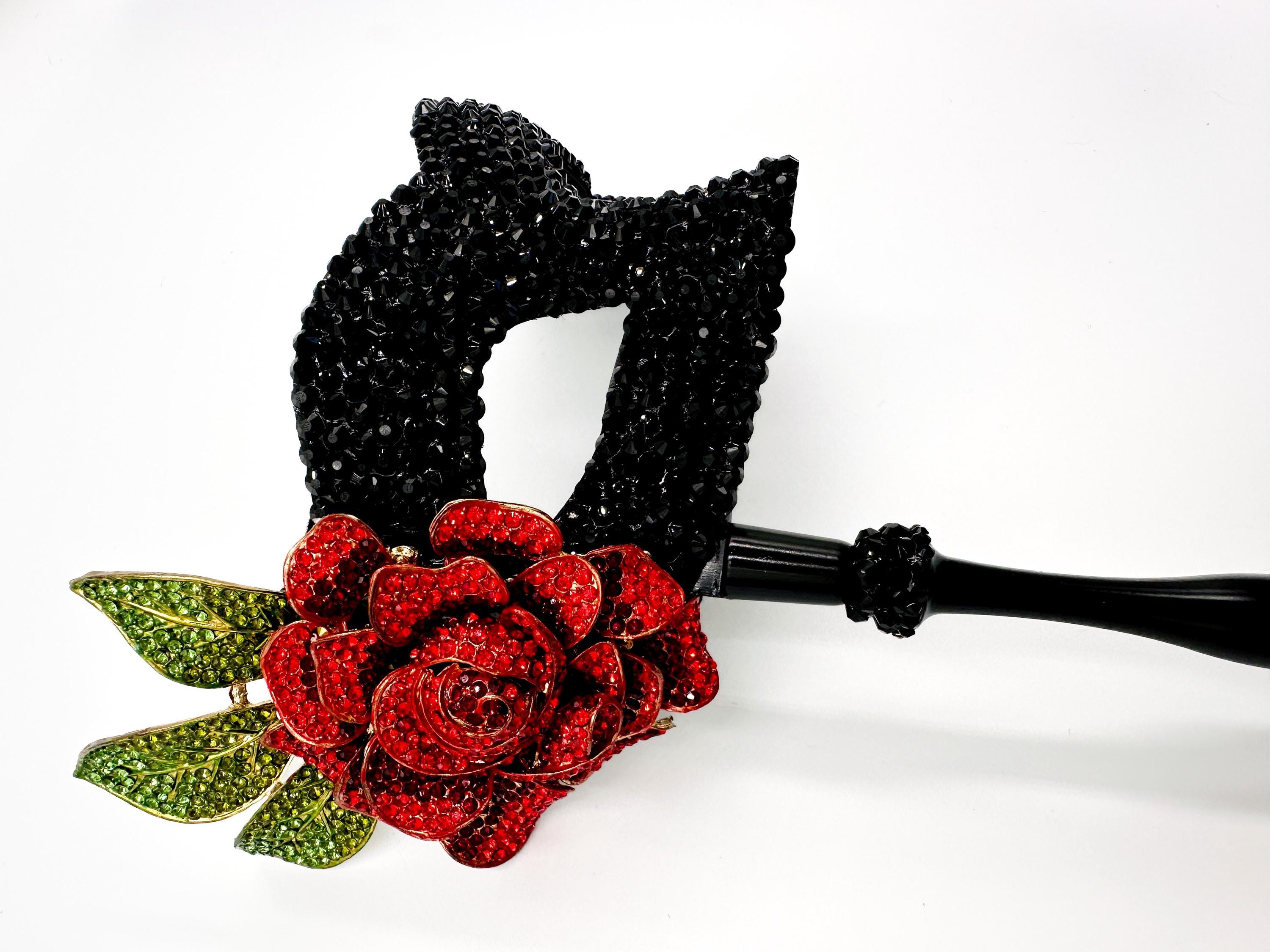 SET OF 2 ~ Phantom's Crimson Rose Black Swarovski Crystal Phantom ...