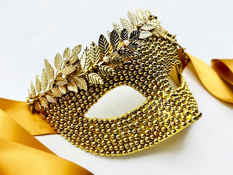 Golden Greek Pearls Masquerade Mask - Etsy