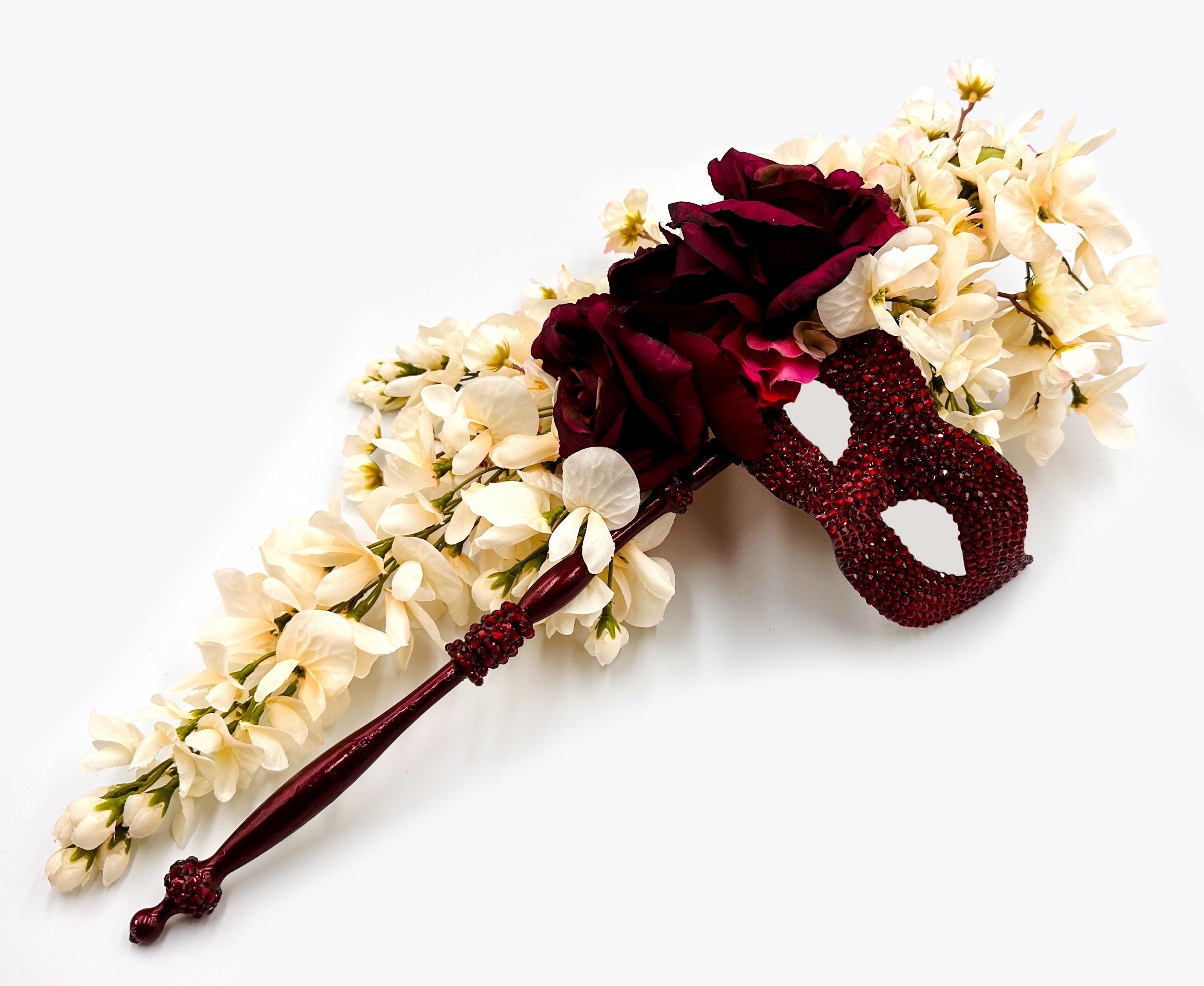 Scarlet Sakura Burgundy Swarovski Crystal Floral Fan Masquerade Mask - Etsy