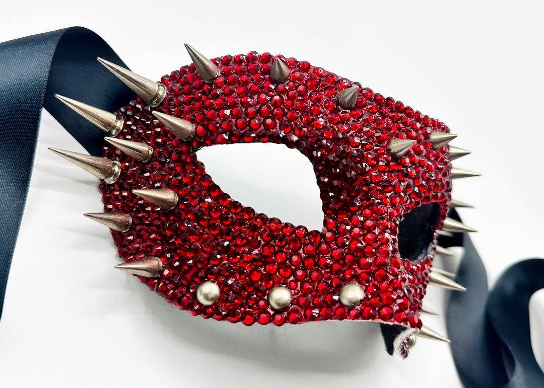 Ruby Rebellion Red Crystals & Spikes Masquerade Mask - Etsy