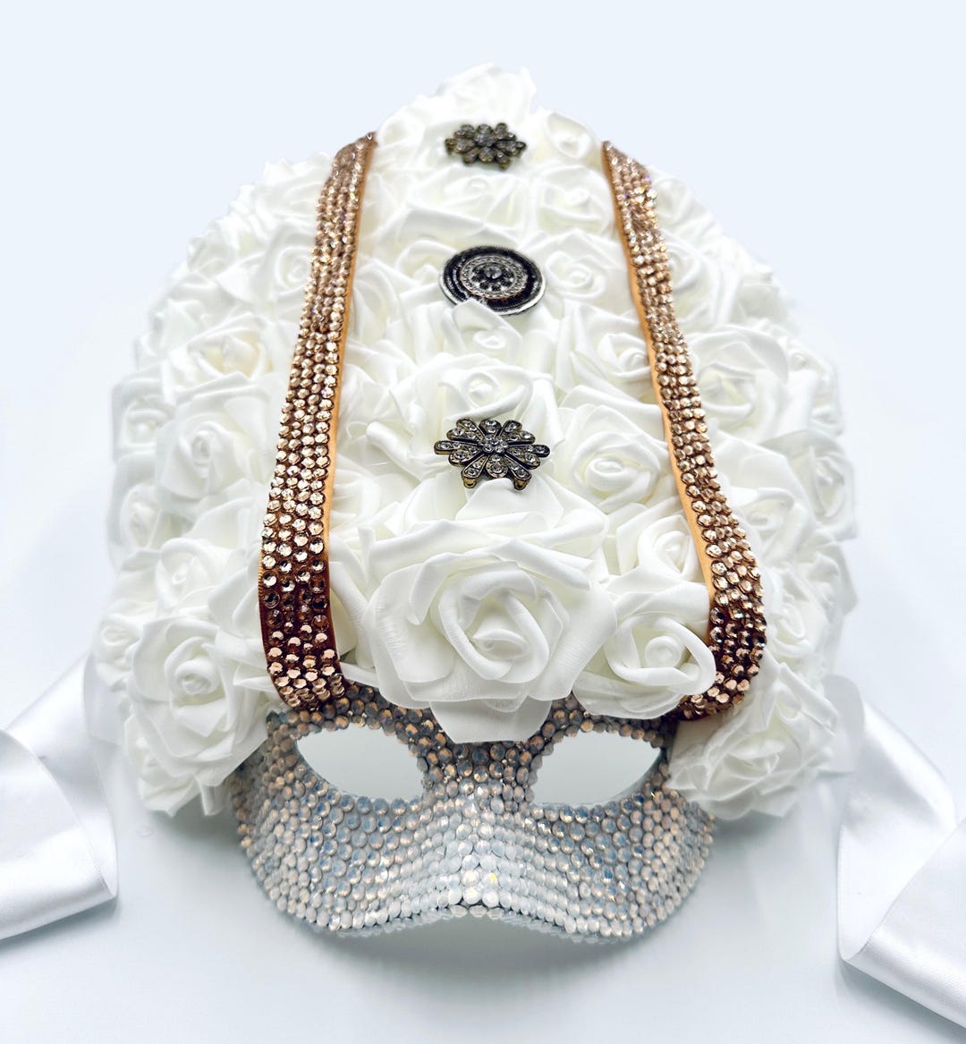 Moira Rose Pope Hat White Roses & Pearls Masquerade Mask - Etsy