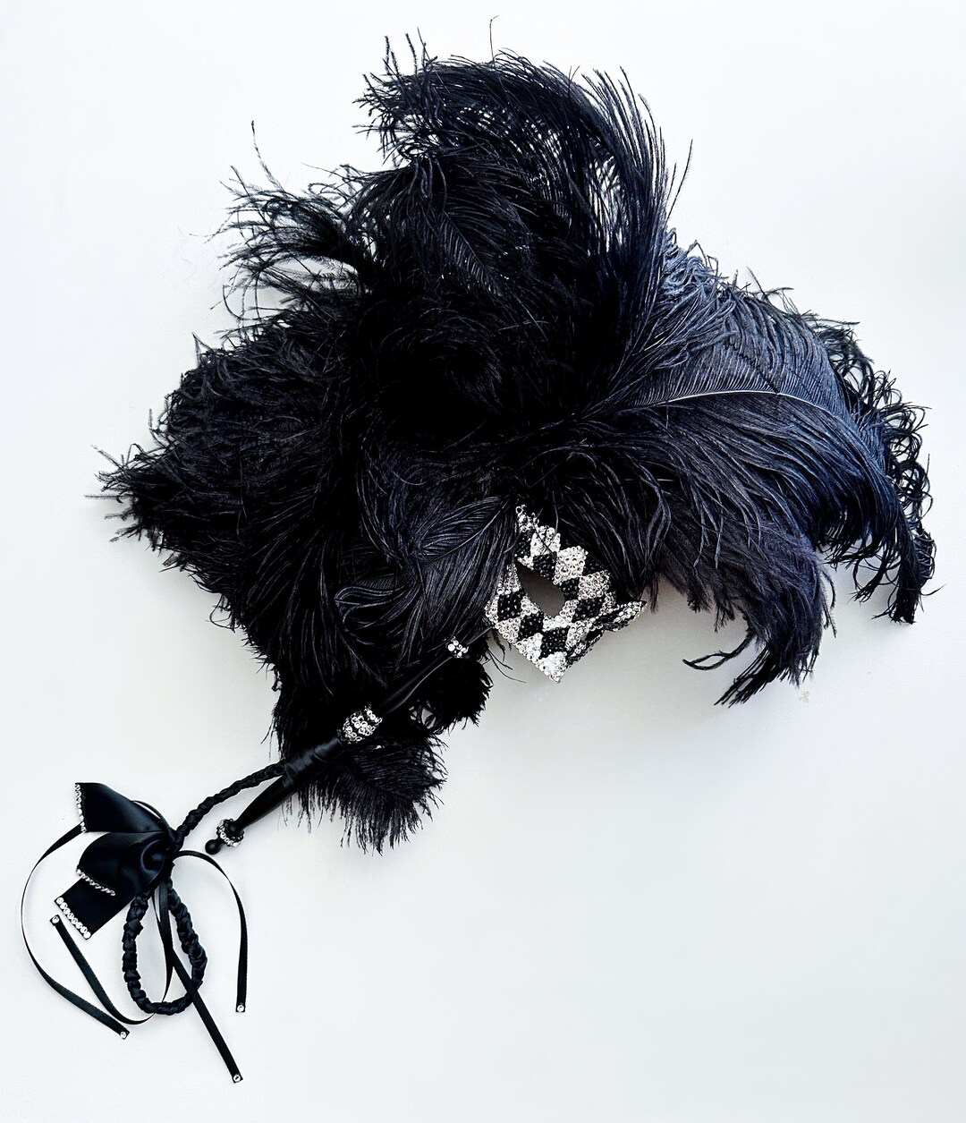 Carnivale Di Notte: Black Ostrich Feather & Swarovski Crystals (handled ...