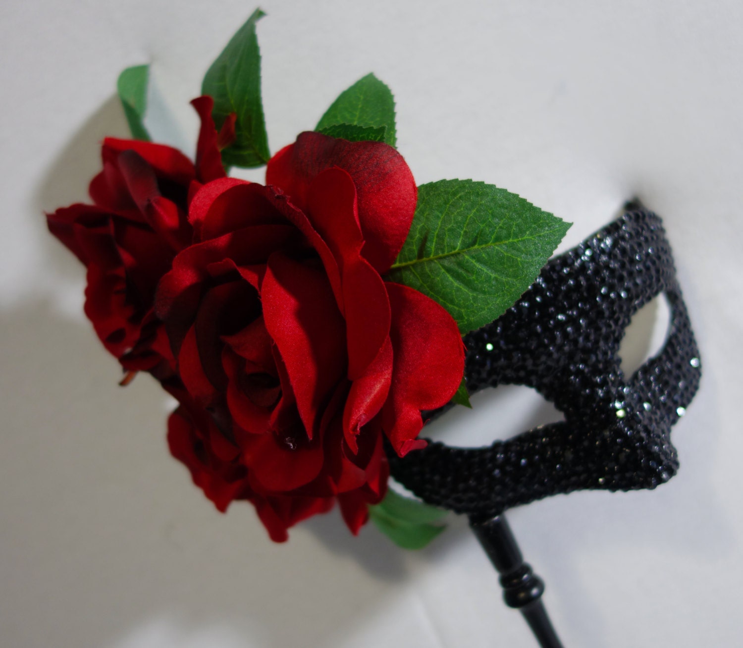 Flamenco Fiesta! (handled) Ruby Red Roses & Black Crystals Masquerade ...