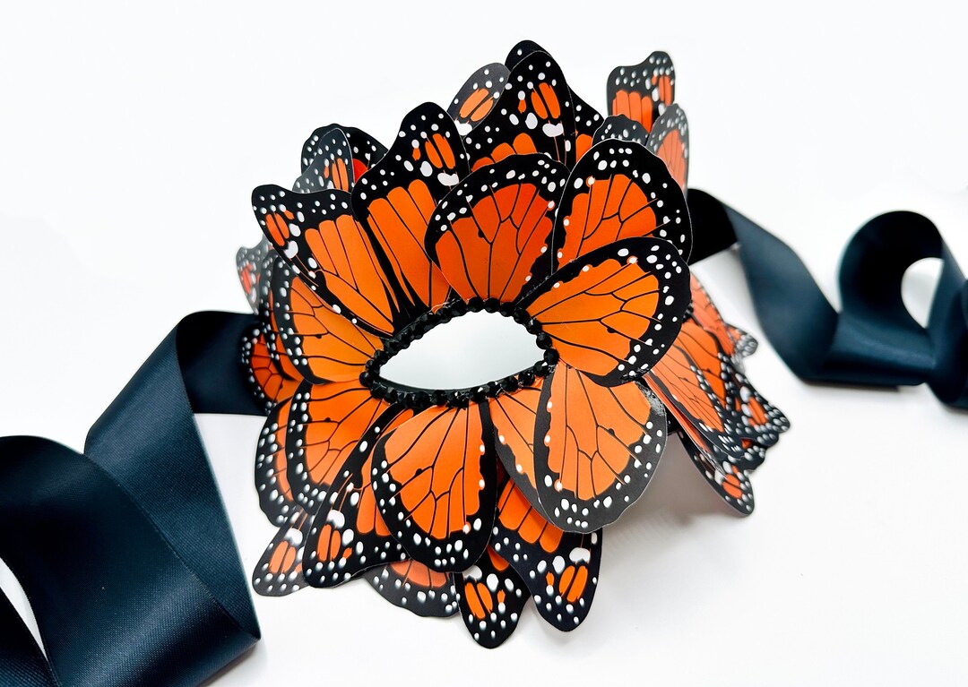 Spring Monarch Orange Butterfly Wings & Swarovski Crystals Masquerade ...