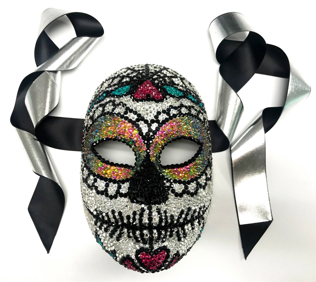 Sugar Skull Katrina Dia De Los Muertos Full Face Crystal Masquerade ...