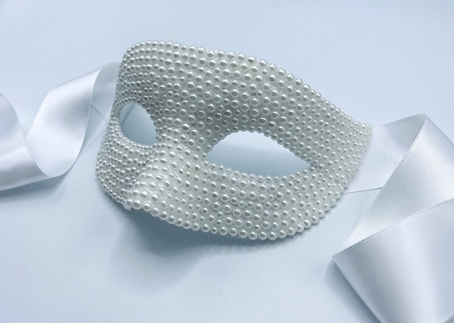 Pearlized White Masquerade Mask - Etsy
