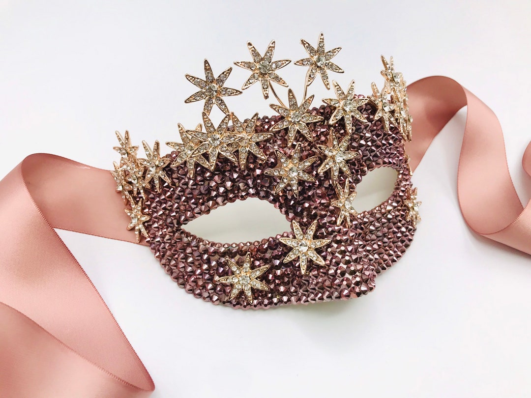 Twinkle Twinkle Little Stars Rose Gold Rhinestone Encrusted Masquerade ...