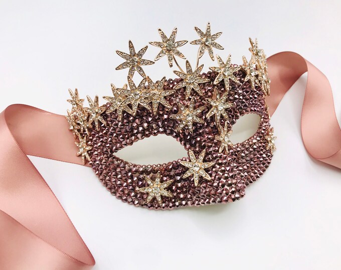 Twinkle Twinkle Little Stars Rose Gold Rhinestone Encrusted Masquerade ...