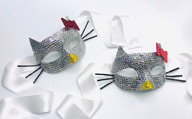 Kitty Face Swarovski Crystal Masquerade Mask (RED) - Etsy
