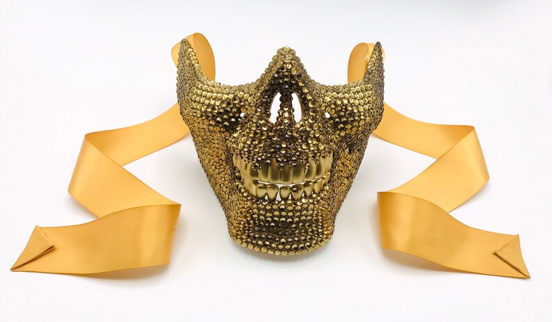 Treasure Island Gold Crystal Half Face Skull Masquerade Mask - Etsy