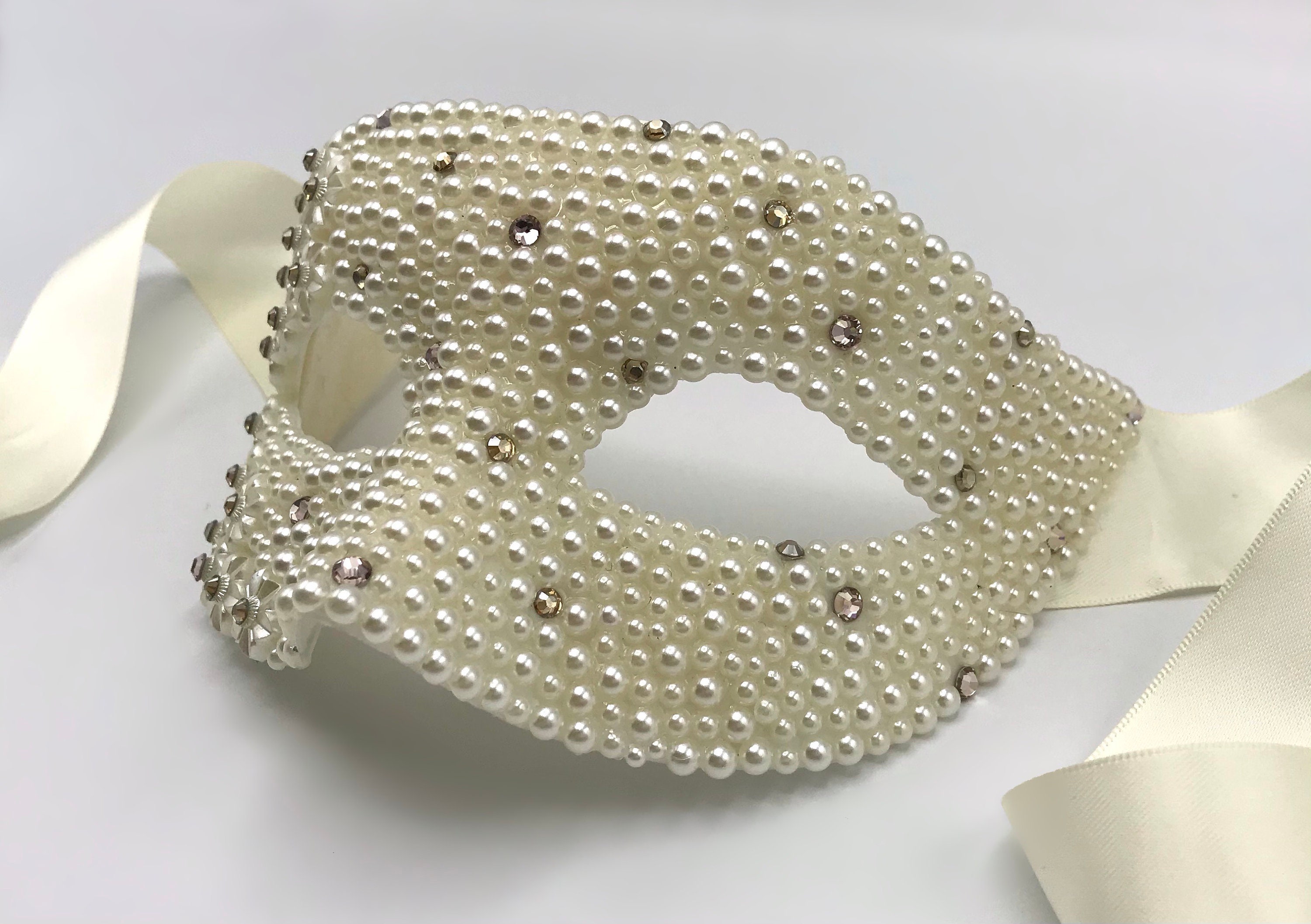 Ivory Pearls & Gold Swarovski Crystals Wedding Masquerade Mask - Etsy