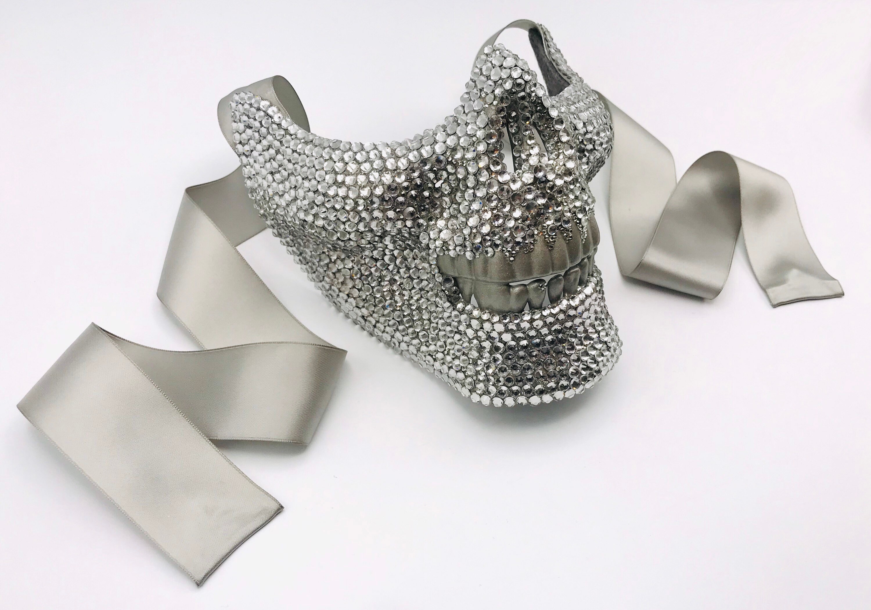 Treasure Island Clear Crystal Half Face Skull Masquerade Mask - Etsy