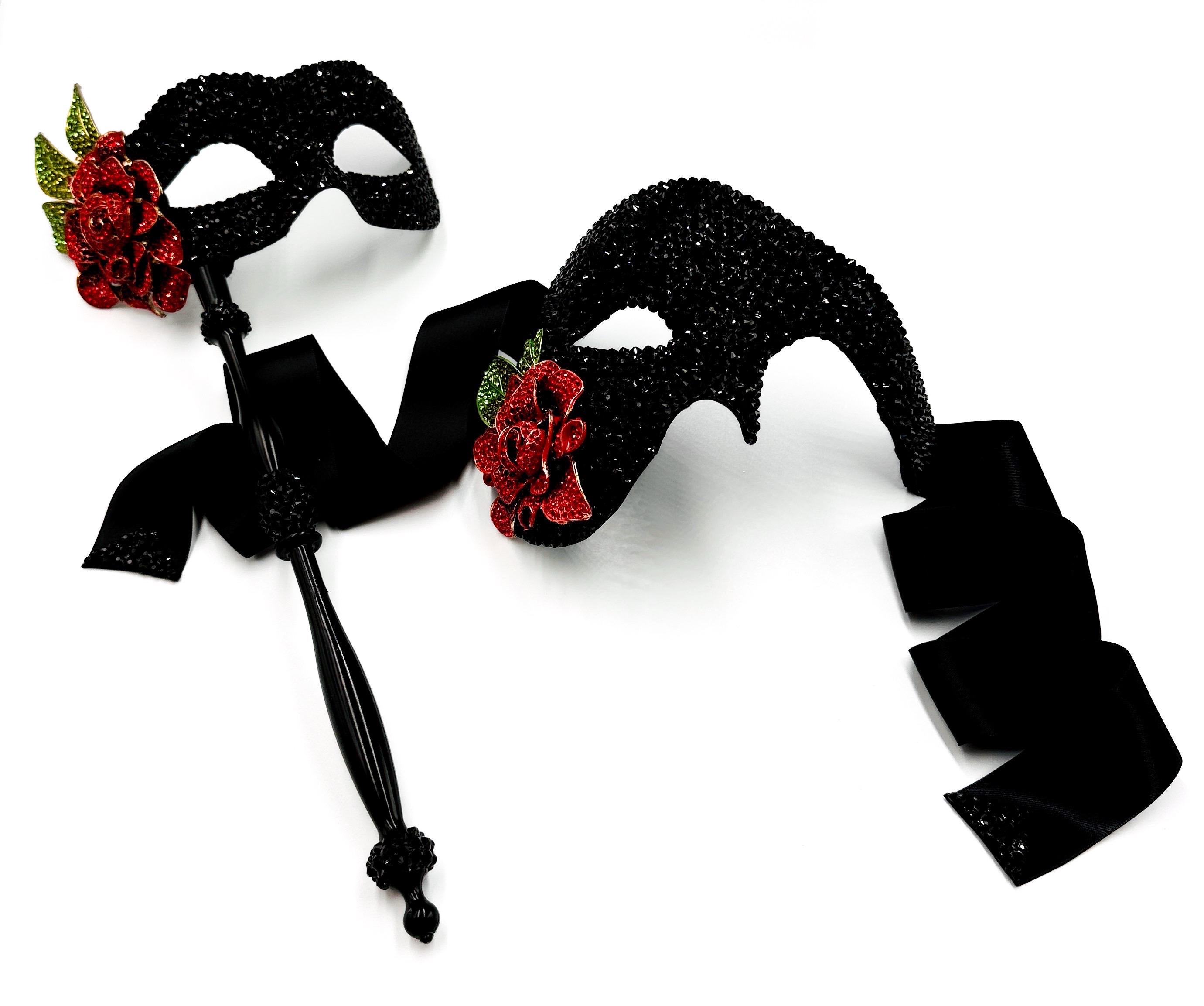 SET OF 2 ~ Phantom's Crimson Rose Black Swarovski Crystal Phantom ...