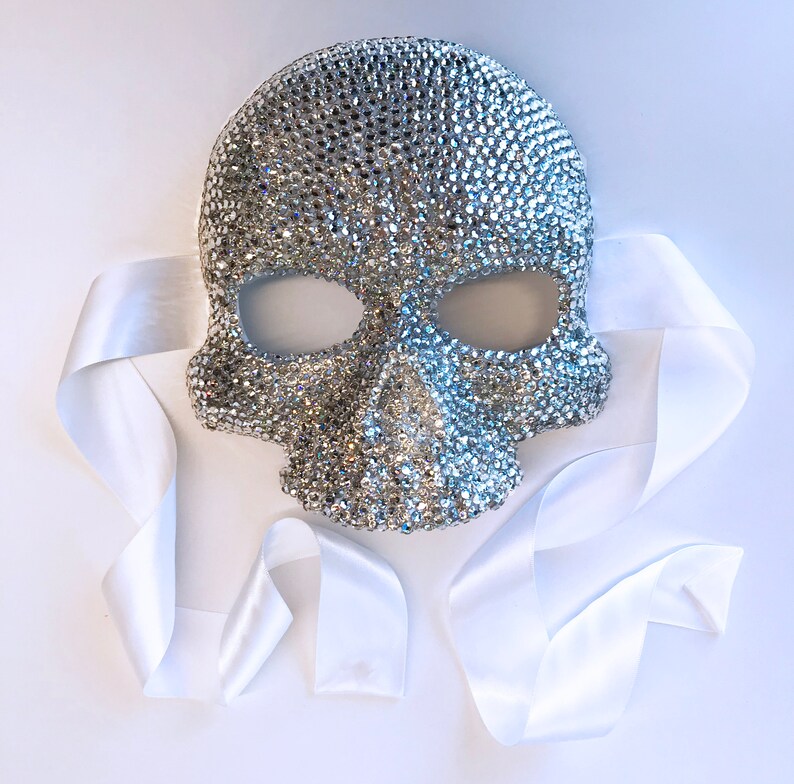 Crystal Skull Clear Rhinestone Masquerade Mask - Etsy