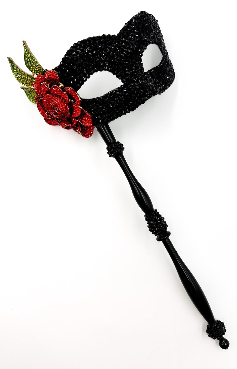 SET OF 2 ~ Phantom's Crimson Rose Black Swarovski Crystal Phantom ...