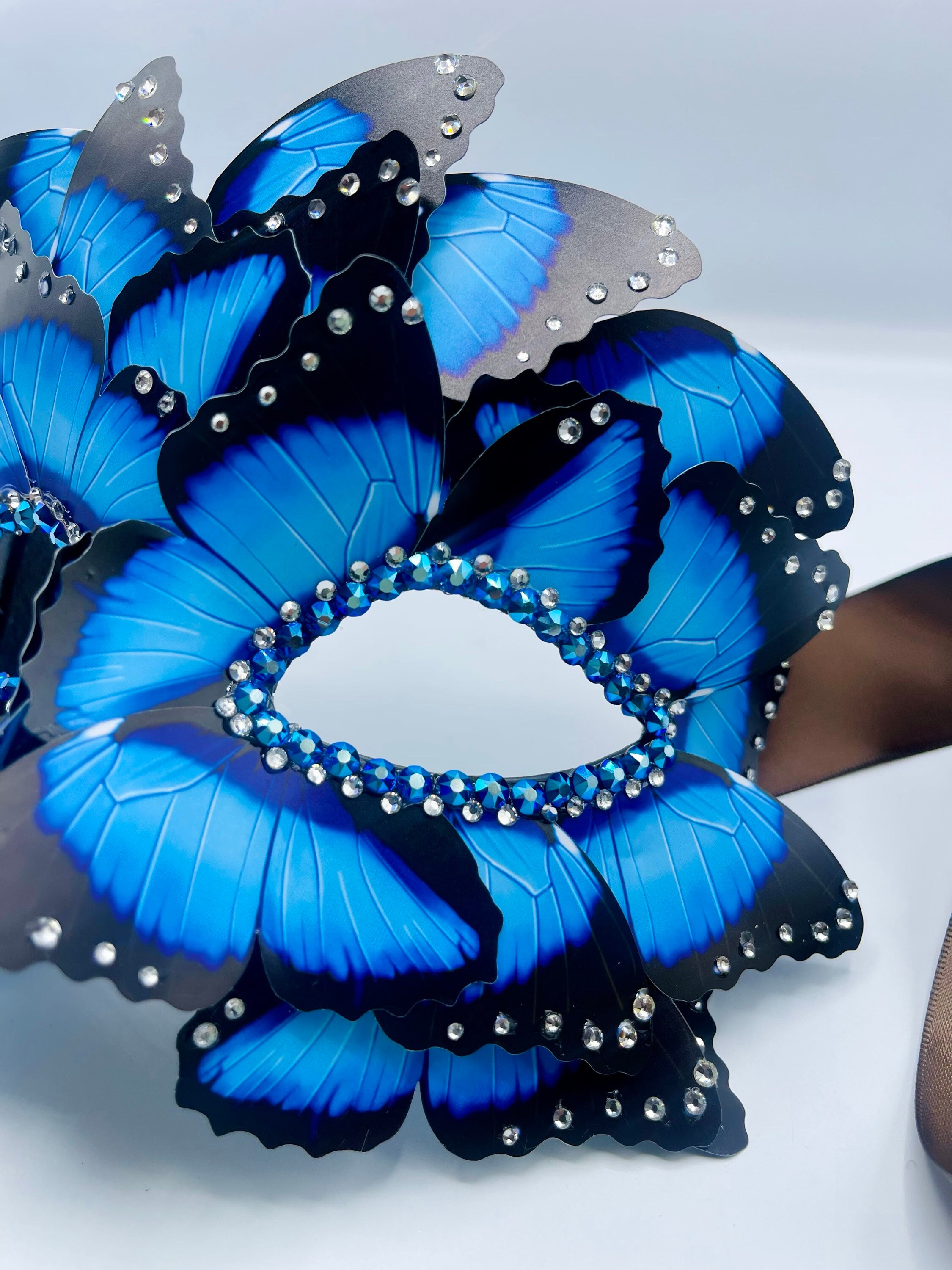 Blue Morpho Butterfly Wings & Swarovski Crystals Masquerade Mask - Etsy