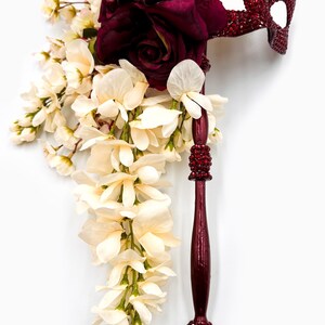 Scarlet Sakura Burgundy Swarovski Crystal Floral Fan Masquerade Mask - Etsy