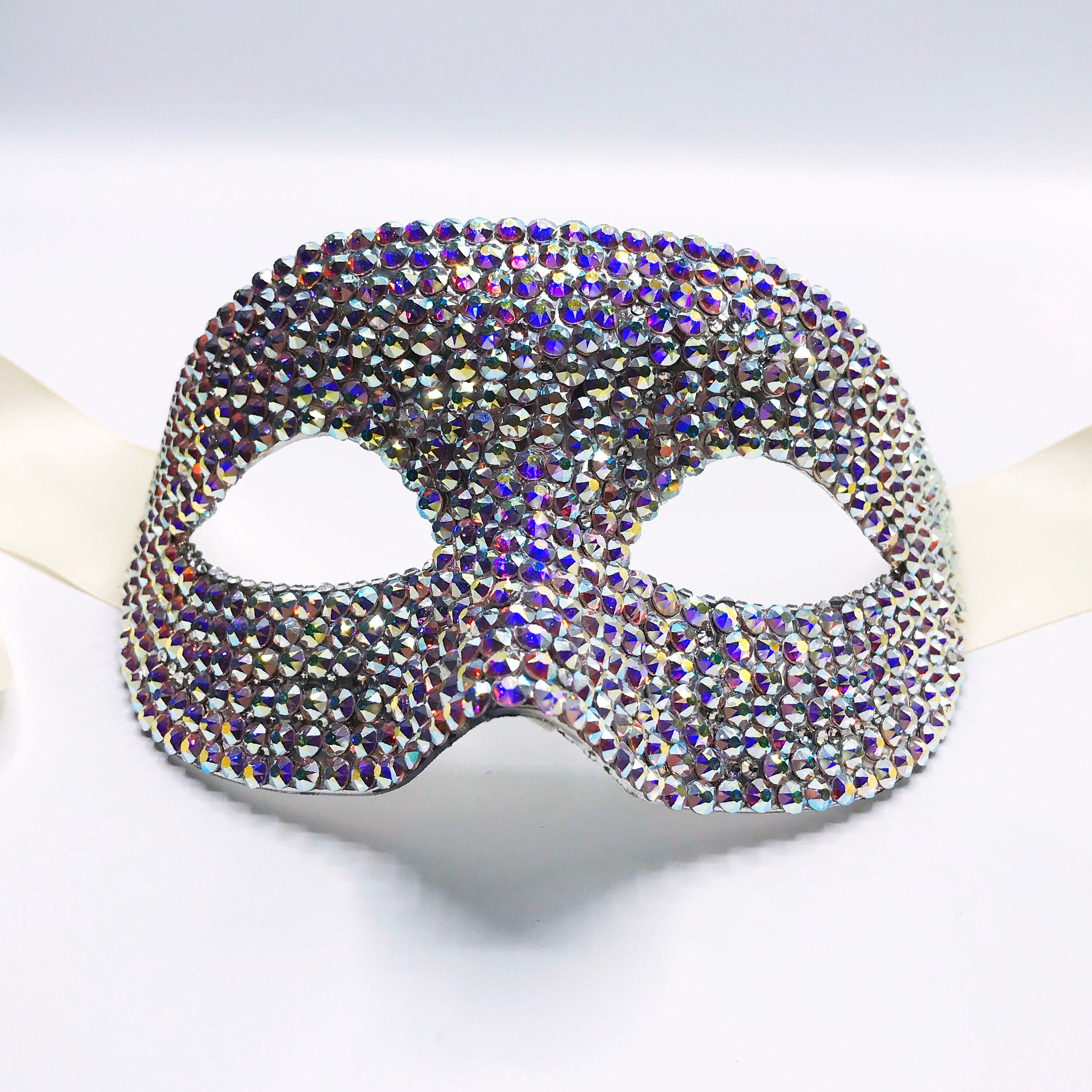 Aurora Borealis (ivory) Swarovski Crystals Masquerade Mask - Etsy