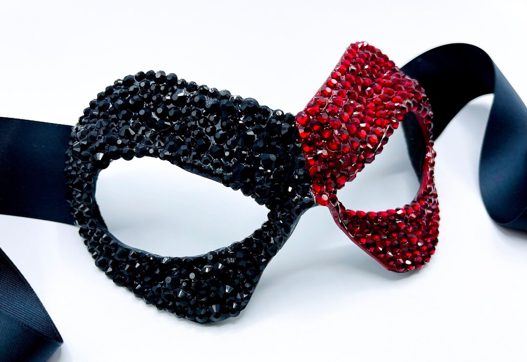 Villainous Black & Red Swarovski Crystal Masquerade Mask - Etsy