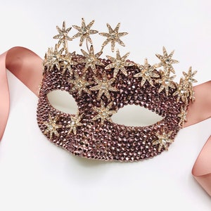 Twinkle Twinkle Little Stars Rose Gold Rhinestone Encrusted Masquerade ...