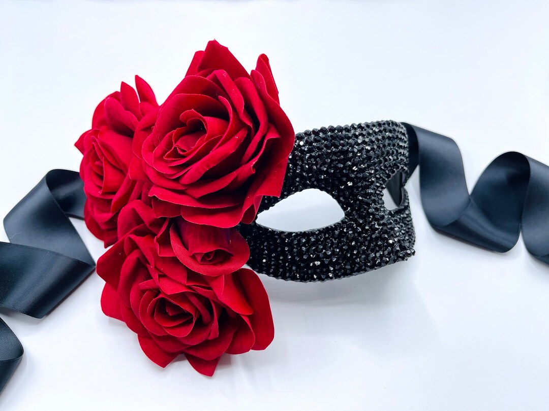 A Romance of Roses Ruby Red Velvet Roses & Jet Black Crystals ...