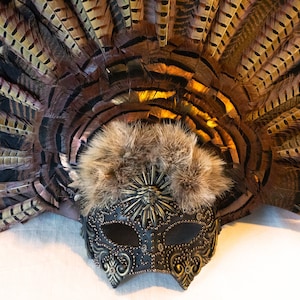 Sun Warrior Turkey & Pheasant Feather Masquerade Mask - Etsy