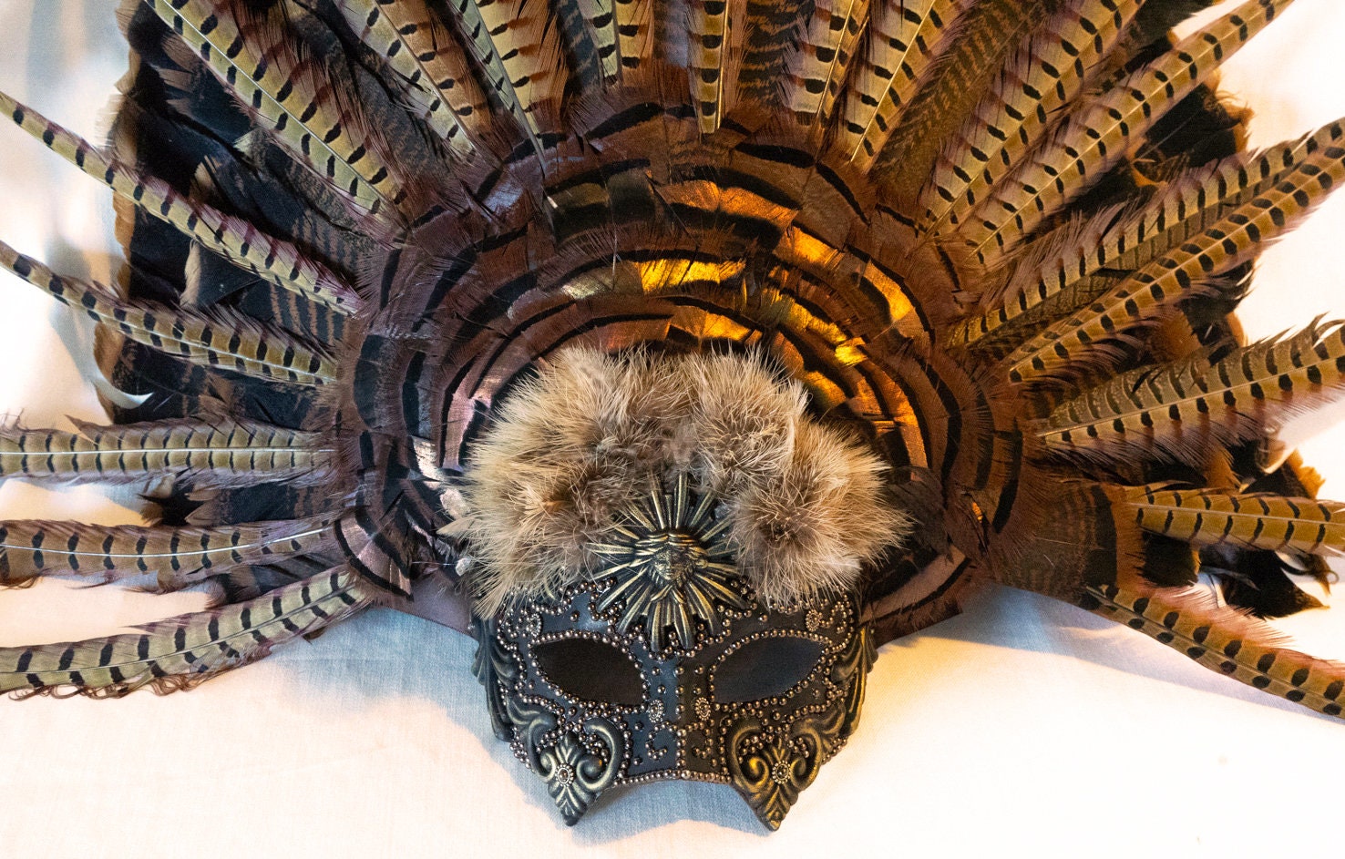 Sun Warrior Turkey & Pheasant Feather Masquerade Mask - Etsy