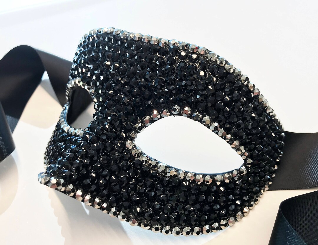 Prom Date Black & Marcasite Crystal Masquerade Mask - Etsy